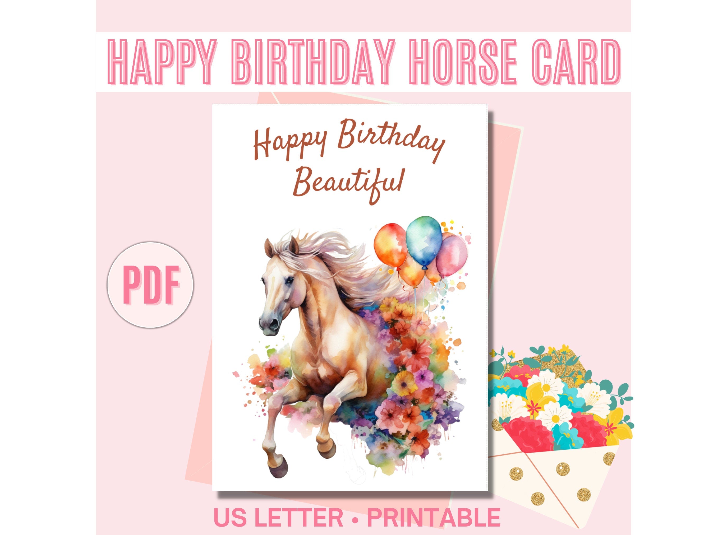 Printable Birthday Horse card for girls – Cloudberry Stables