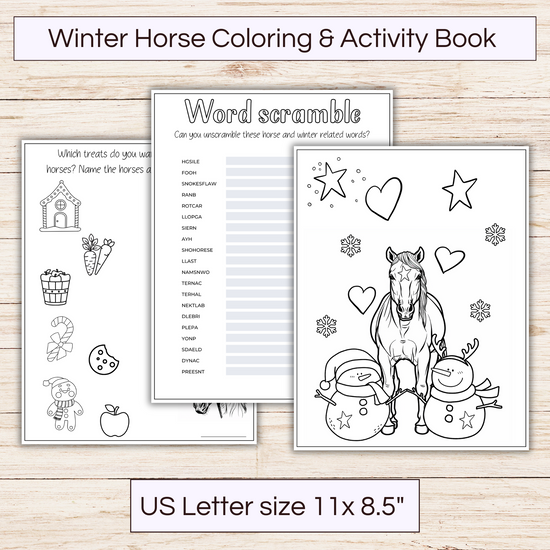 Printable Winter Horse Coloring and Activity Book for kids – Cloudberry ...