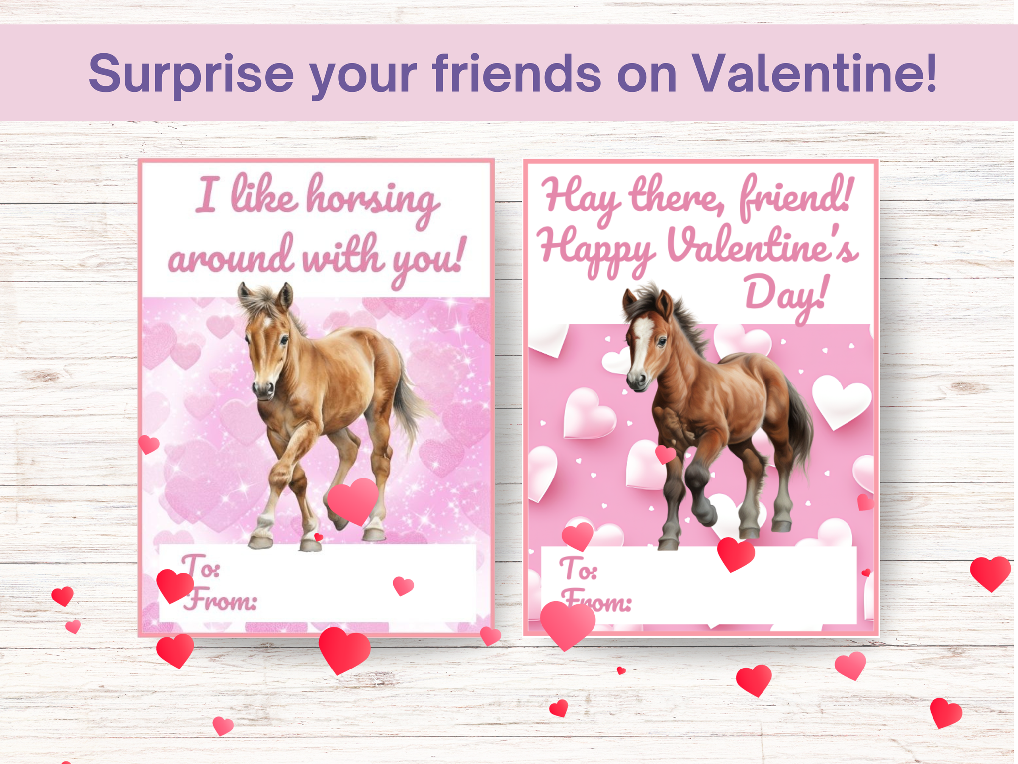 Printable Horse Valentine's Cards, 6 cards – Cloudberry Stables