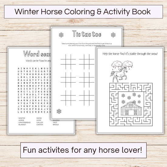 Printable Winter Horse Coloring and Activity Book for kids – Cloudberry ...