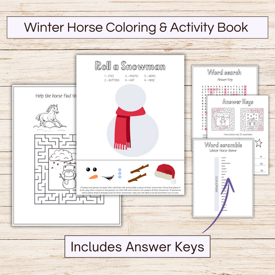Printable Winter Horse Coloring and Activity Book for kids – Cloudberry ...