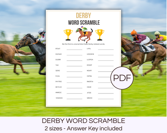 Printable Derby Word Scramble Game – Cloudberry Stables