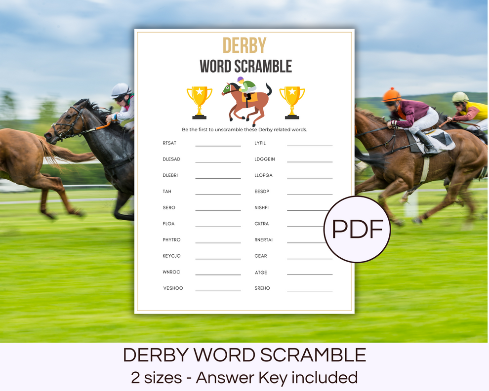 Printable Derby Word Scramble Game – Cloudberry Stables