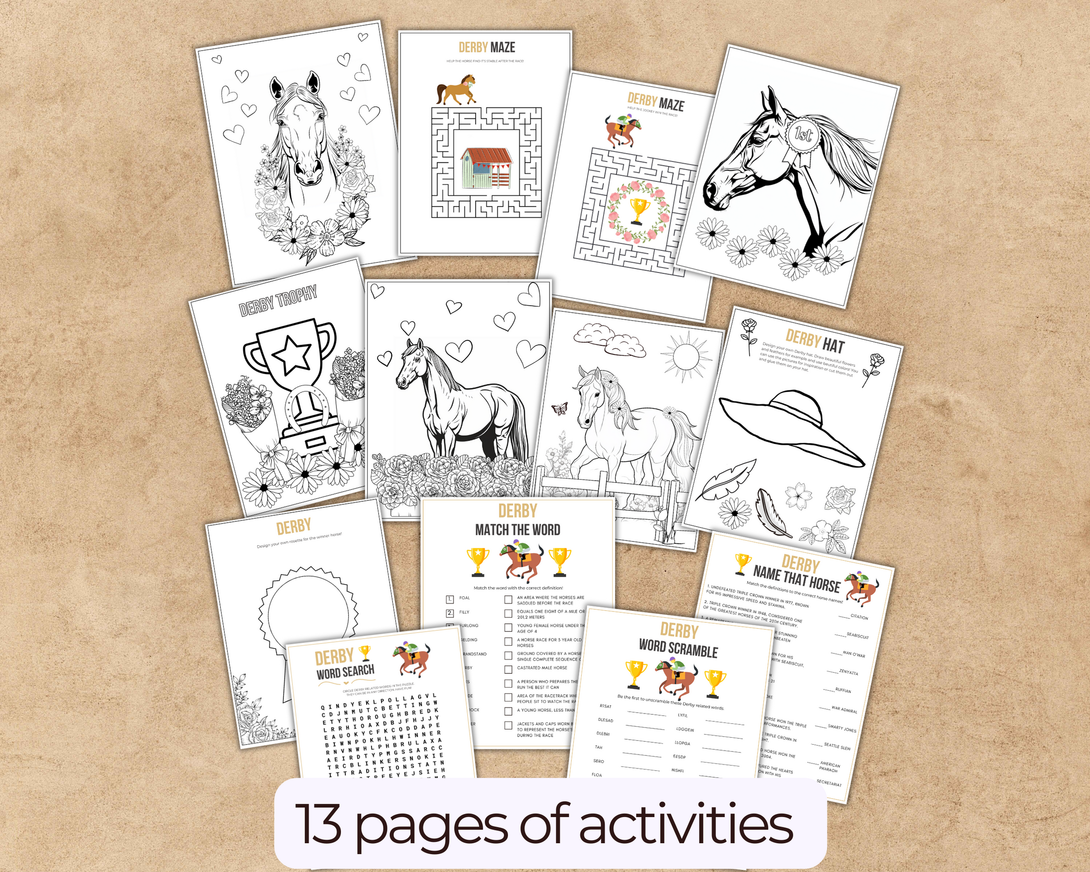 Printable Derby Horse Coloring & Activity Booklet – Cloudberry Stables