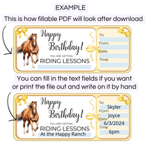 Horse Riding Ticket Template Printable – Cloudberry Stables