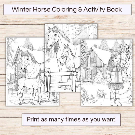 Printable Winter Horse Coloring and Activity Book for kids – Cloudberry ...