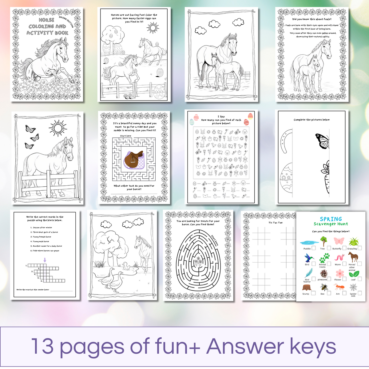 Printable Horse Coloring Pages and Horse Activities for Kids -Spring t ...