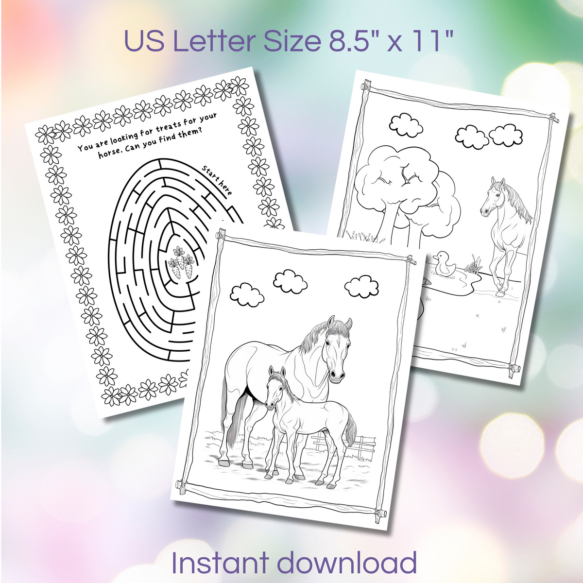 Printable Horse Coloring Pages and Horse Activities for Kids -Spring t ...