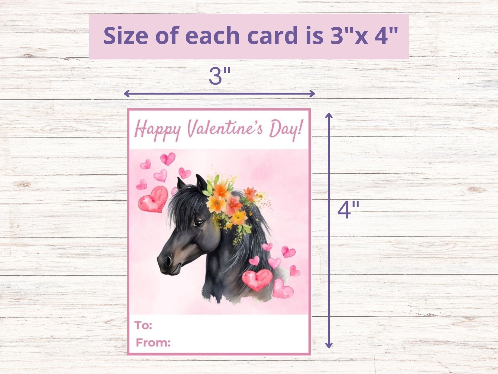 Printable Horse Valentine's Cards, 6 cards – Cloudberry Stables